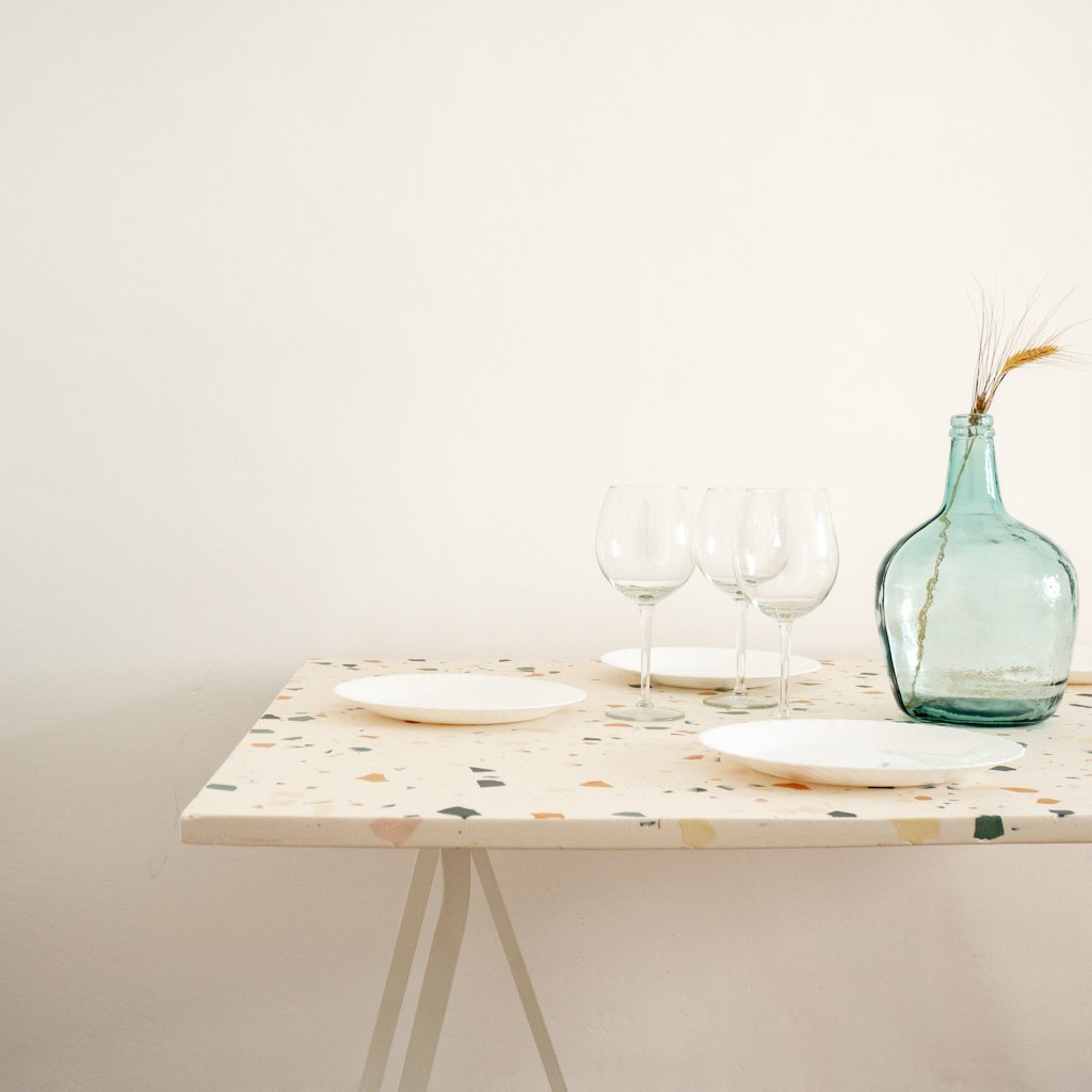 Gabrielle Hola – Handmade Rectangular Terrazzo Table Top, Terracotta